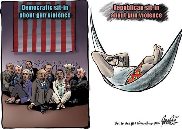 Editorial cartoon: Sit in