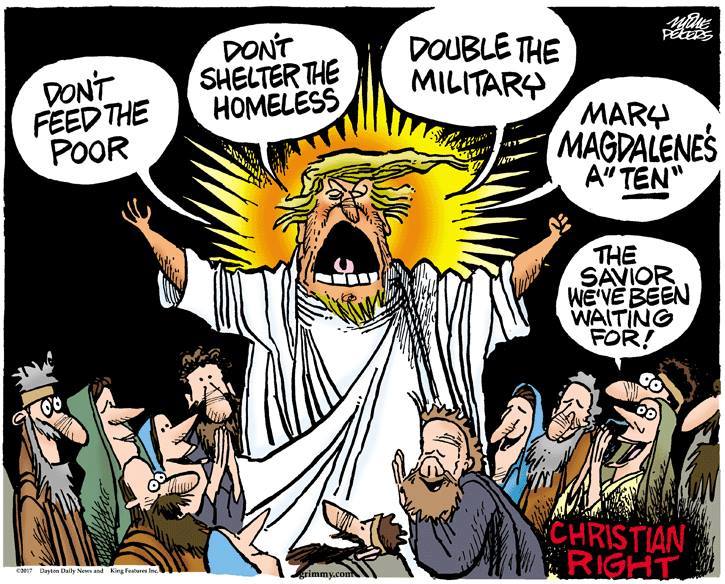 Editorial cartoon: The Christian Right Savior