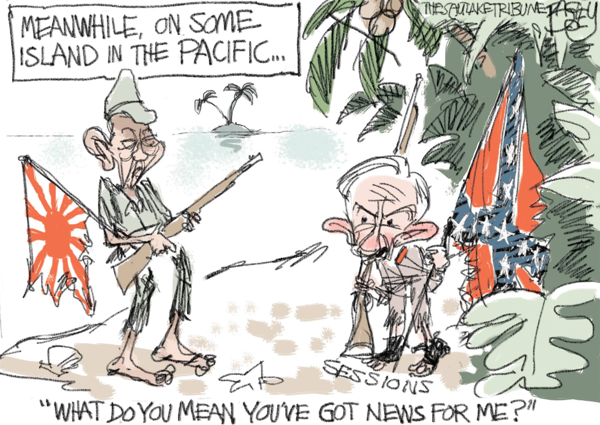 Editorial cartoon: Still fighting the war